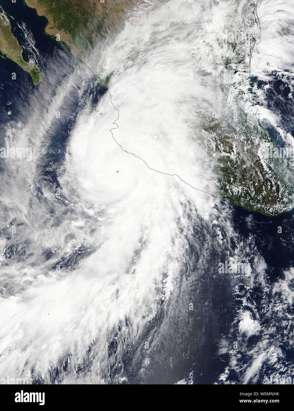 This NASA satellite image taken on October 23, 2015 shows the eye of ...