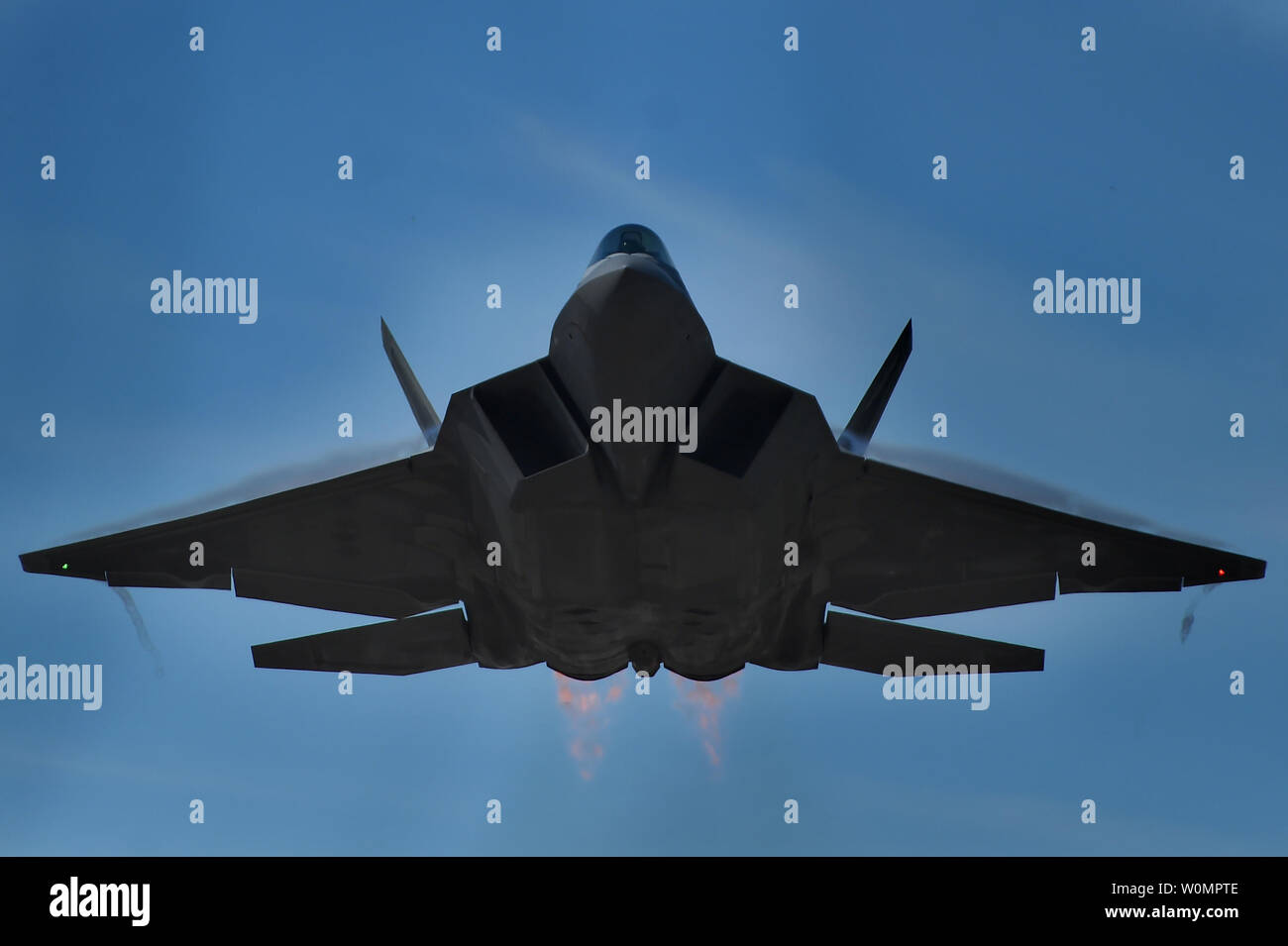 U.S. Air Force Col. David Piffarerio, takes off in a F-22A Raptor ...
