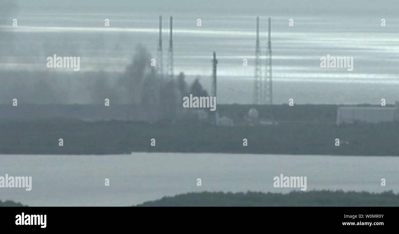 This NASA video framegrab shows heavy smoke after a SpaceX's Falcon 9 ...