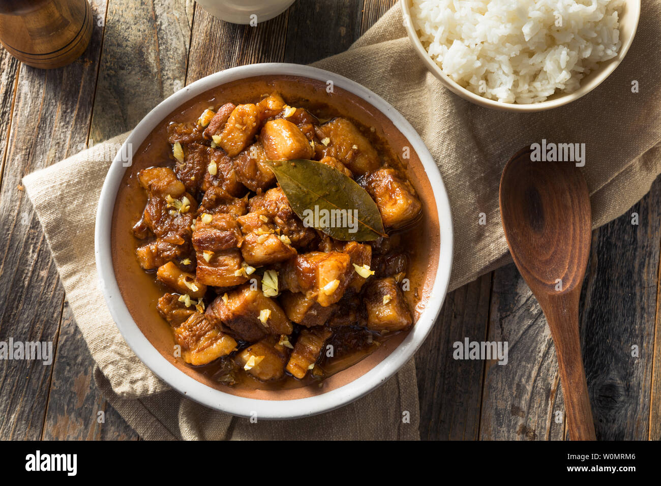 Homemade Filipino Adobo Pork with White Rice Stock Photo - Alamy