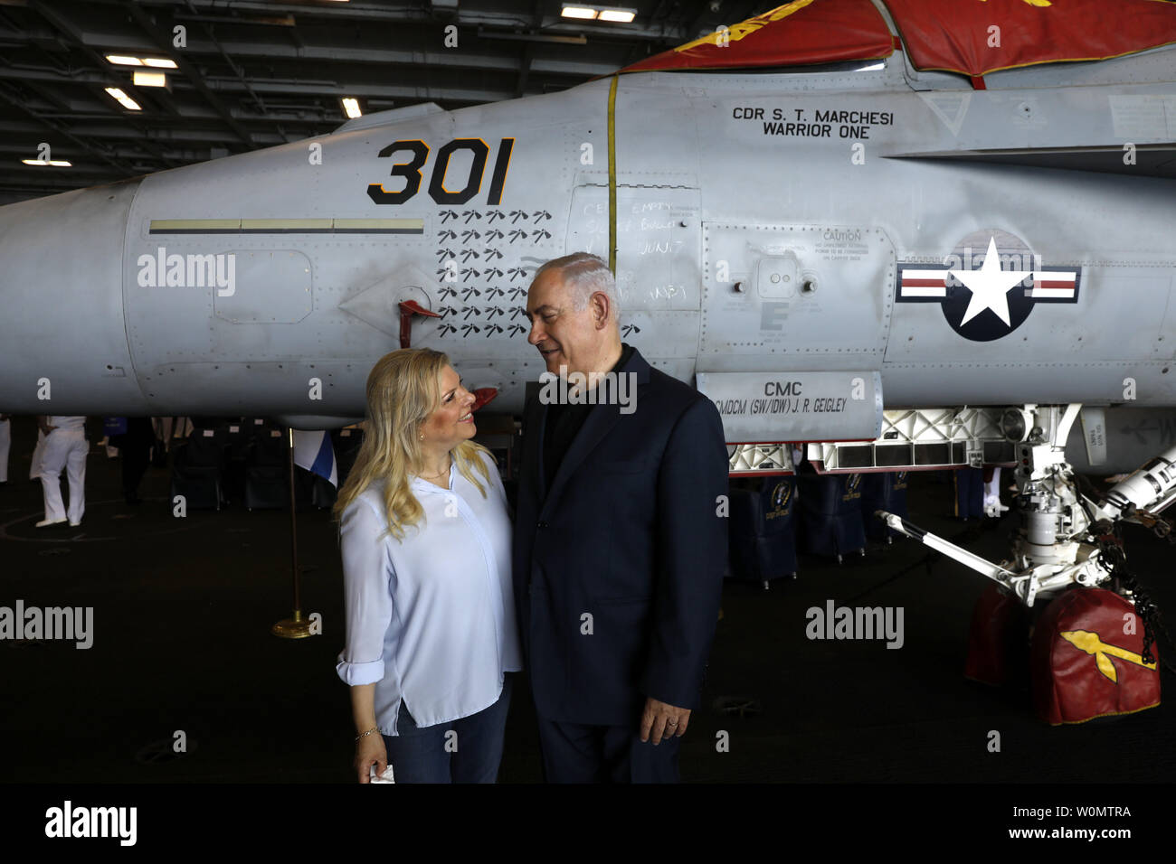 Israeli Prime Minister Benjamin Netanyahu (L) and his wife Sara tour ...