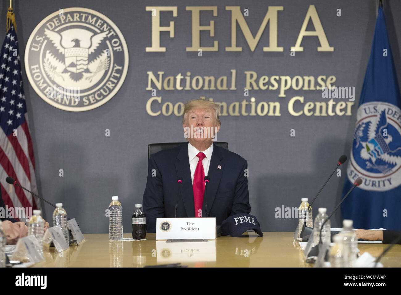 U.S President Donald J. Trump visits the command center of the Federal ...