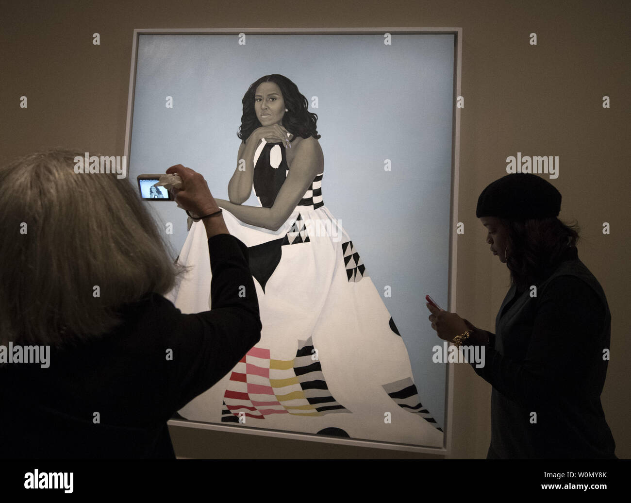 A portrait of former first lady Michelle Obama is displayed at the ...