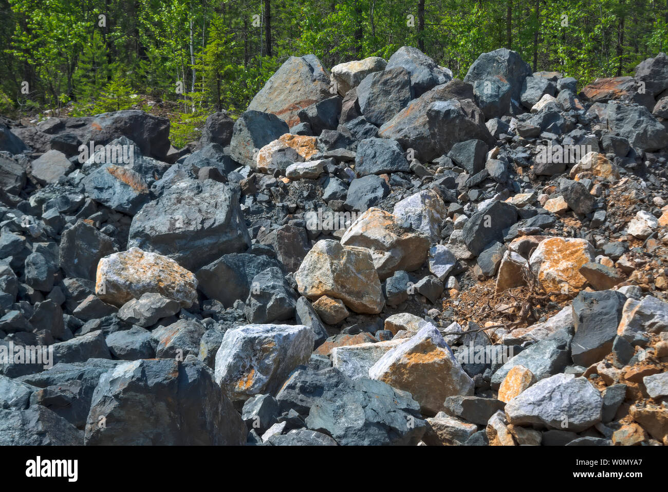 Natural texture of stones of large and small size. Danger of rockfalls ...