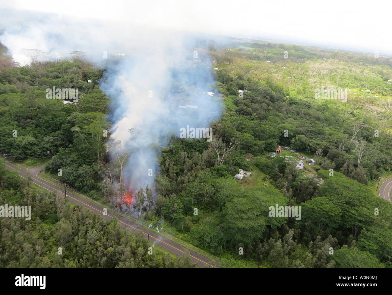 View of Fissure 5 in Leilani Estates on the Island of Hawaii, often ...