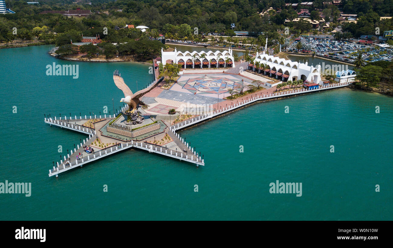 Eagle Square in Langkawi. Aerial view of Eagle Square in Langkawi, near the Kuah port. This ...