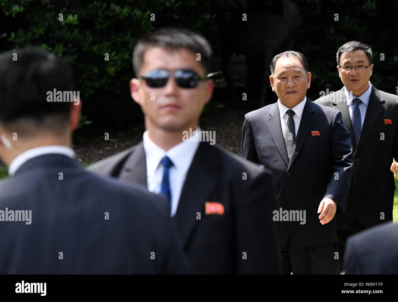 Kim Yong Chol ( 2-R) former North Korean military intelligence chief ...