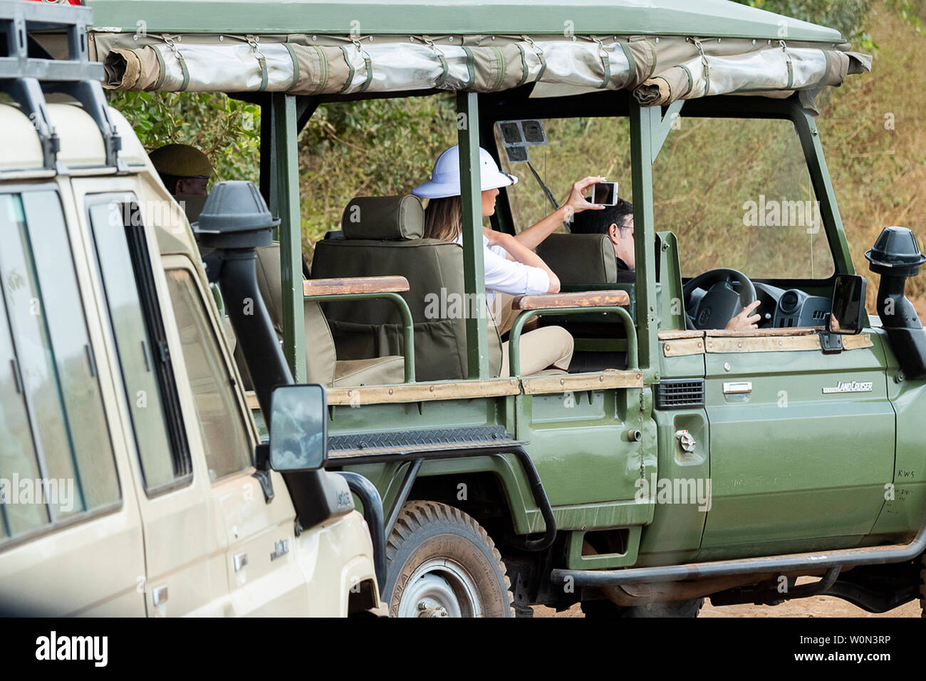 First Lady Melania Trump participates in a safari tour on October 5 ...