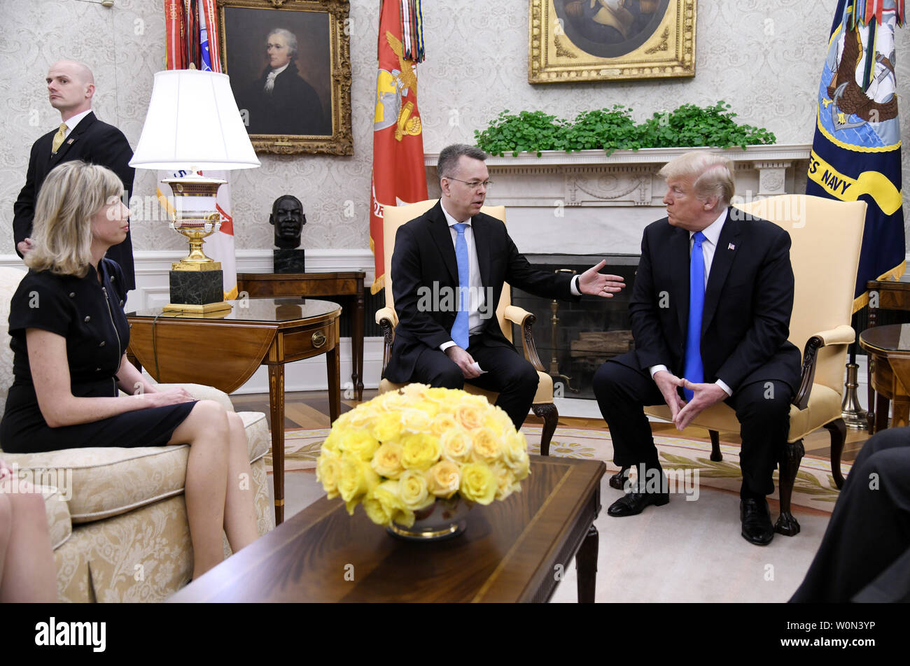U.S. President Donald Trump meets with Pastor Andrew Brunson and his ...