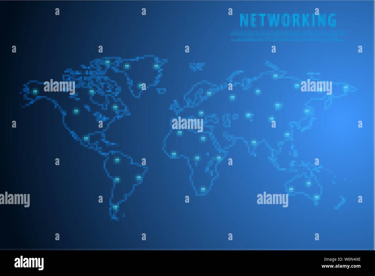 Global network connection background, blue world map, vector ...