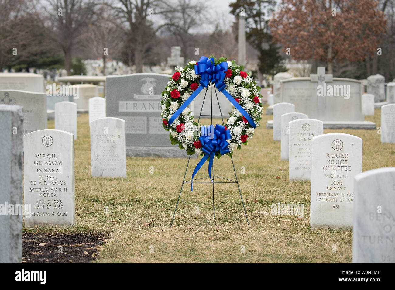 The grave markers of Virgil "Gus" Grissom and Roger Chaffee, from ...