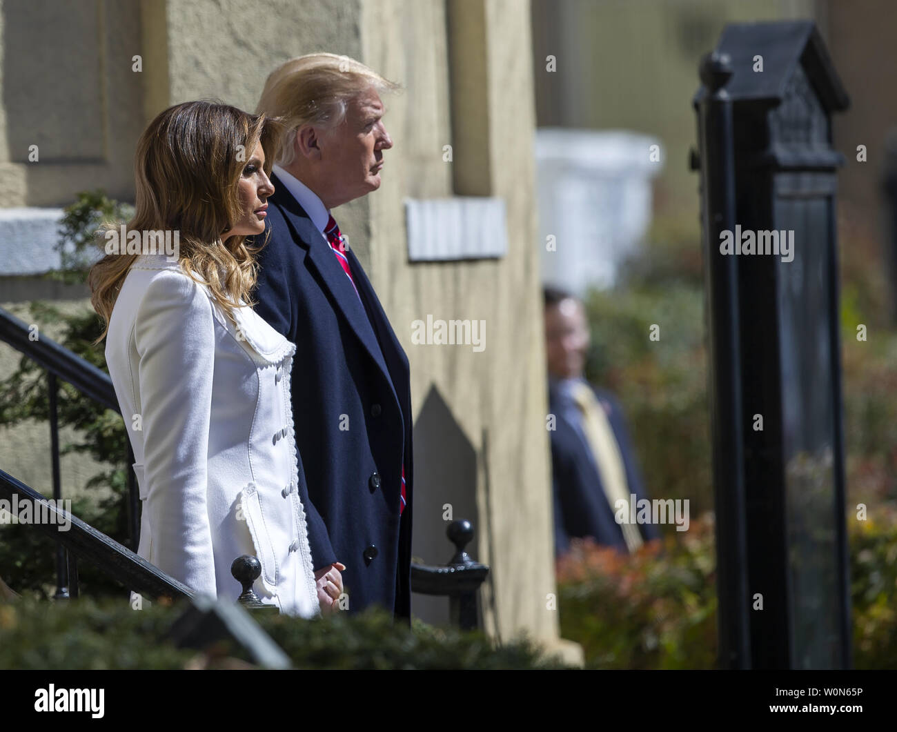 US President Donald J. Trump (R) and First Lady Melania Trump depart ...