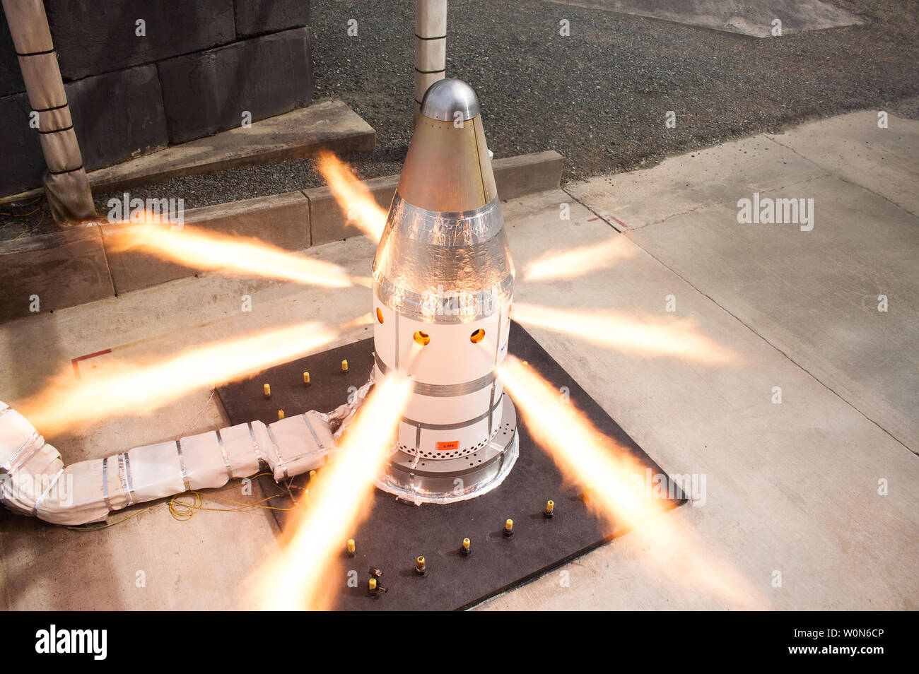 Engineers conducted a static hot-fire test of the Orion spacecraft's ...