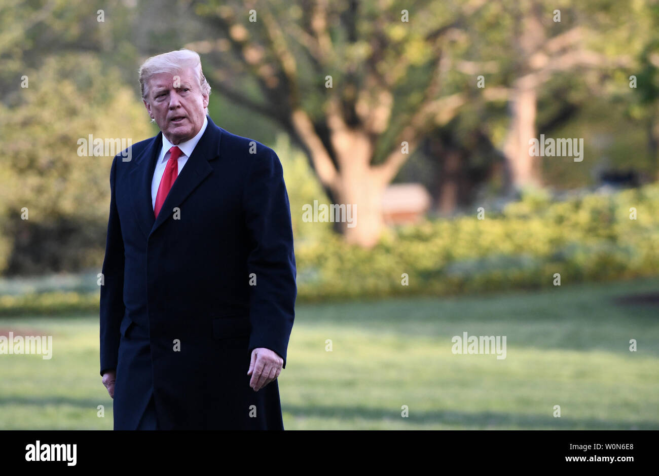 U.S. President Donald Trump arrives back at the White House on April 15 ...