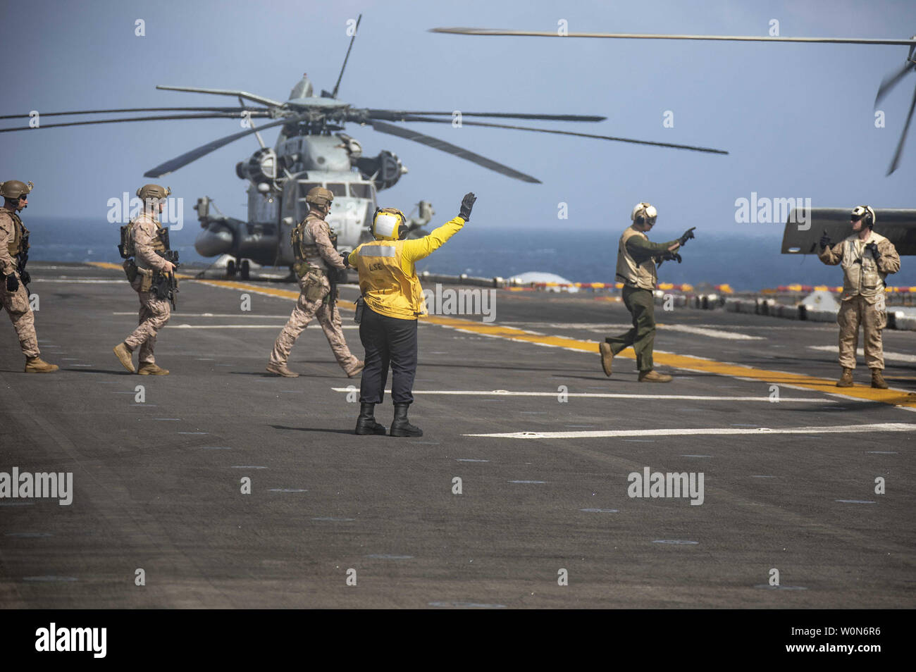 Marines assigned to the 22nd Marine Expeditionary Unit (MEU) transit ...