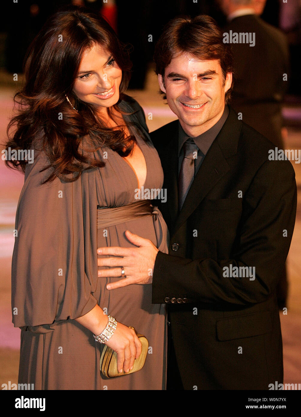 Jeff Gordon (R) and Ingrid Vandebosch arrive at the Vanity Fair post ...