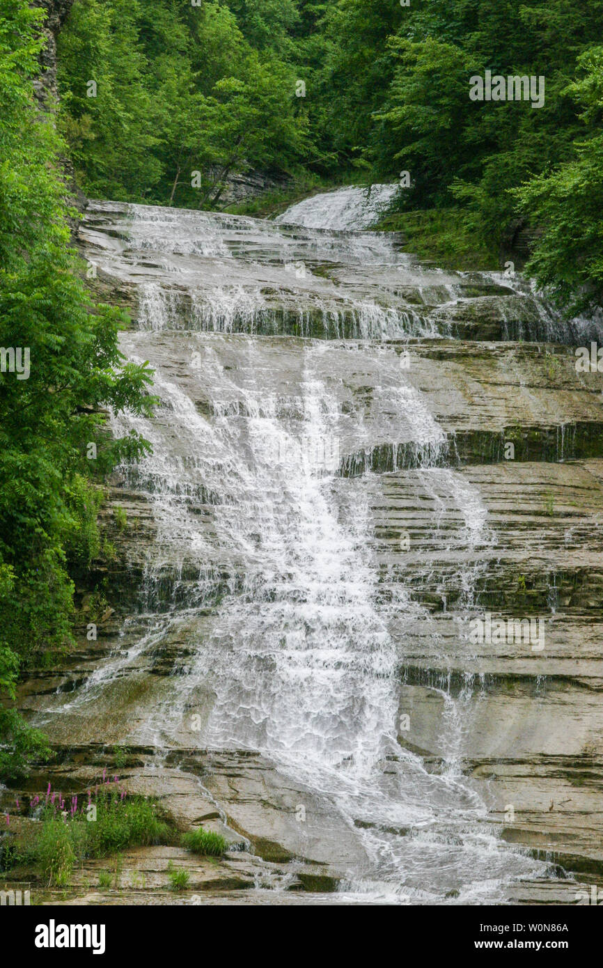 Water flaws down the gentle Buttermilk Falls Stock Photo - Alamy