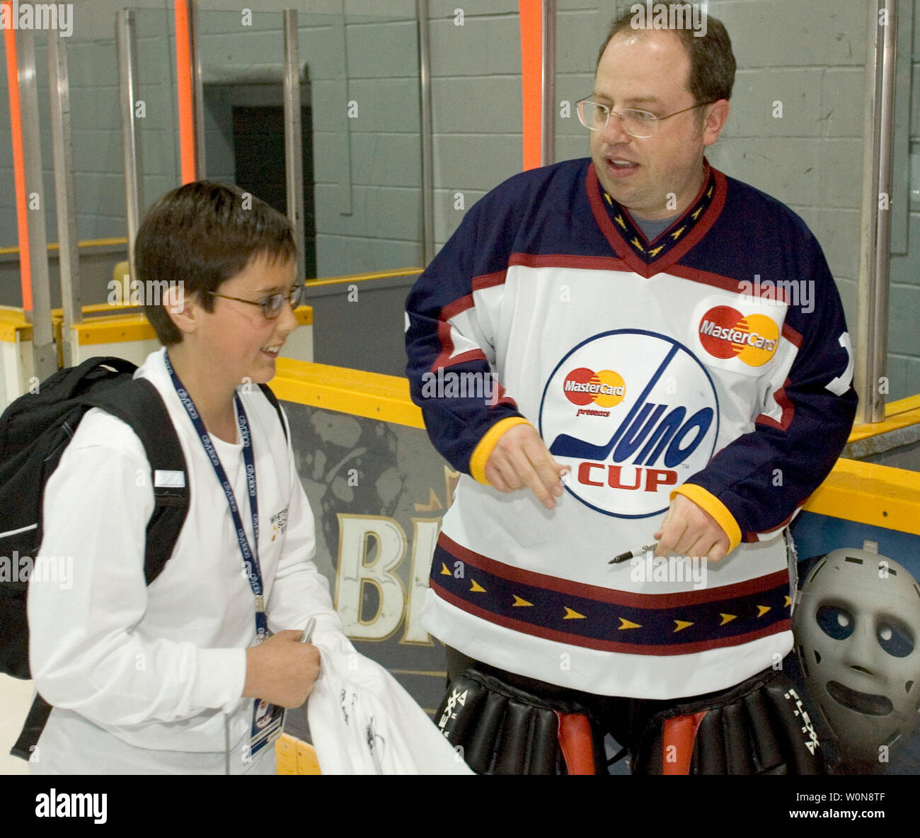 Comedian Brent Butt of television show "Corner Gas" talks to a fan ...