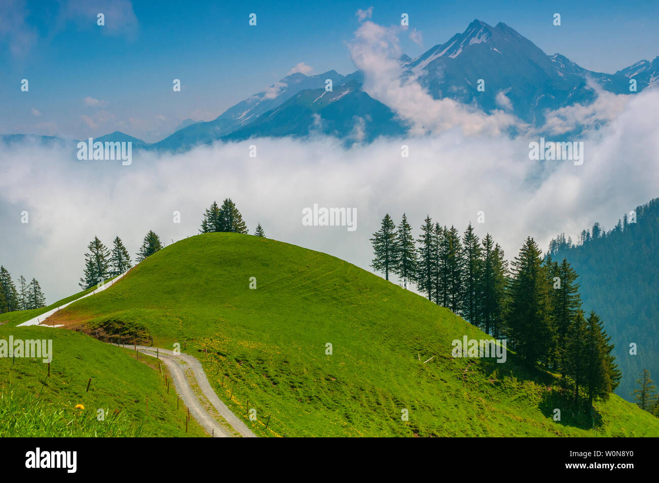 Swiss Mountain Hills Hills And Mountains. Swiss Alps, Switzerland.