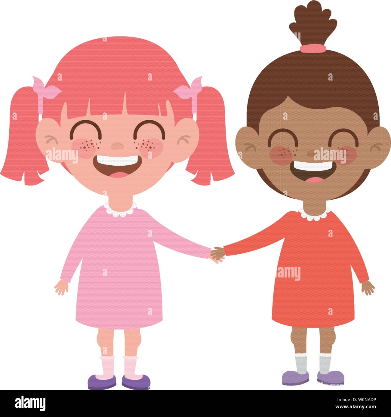 baby girls standing smiling on white background Stock Vector Image ...