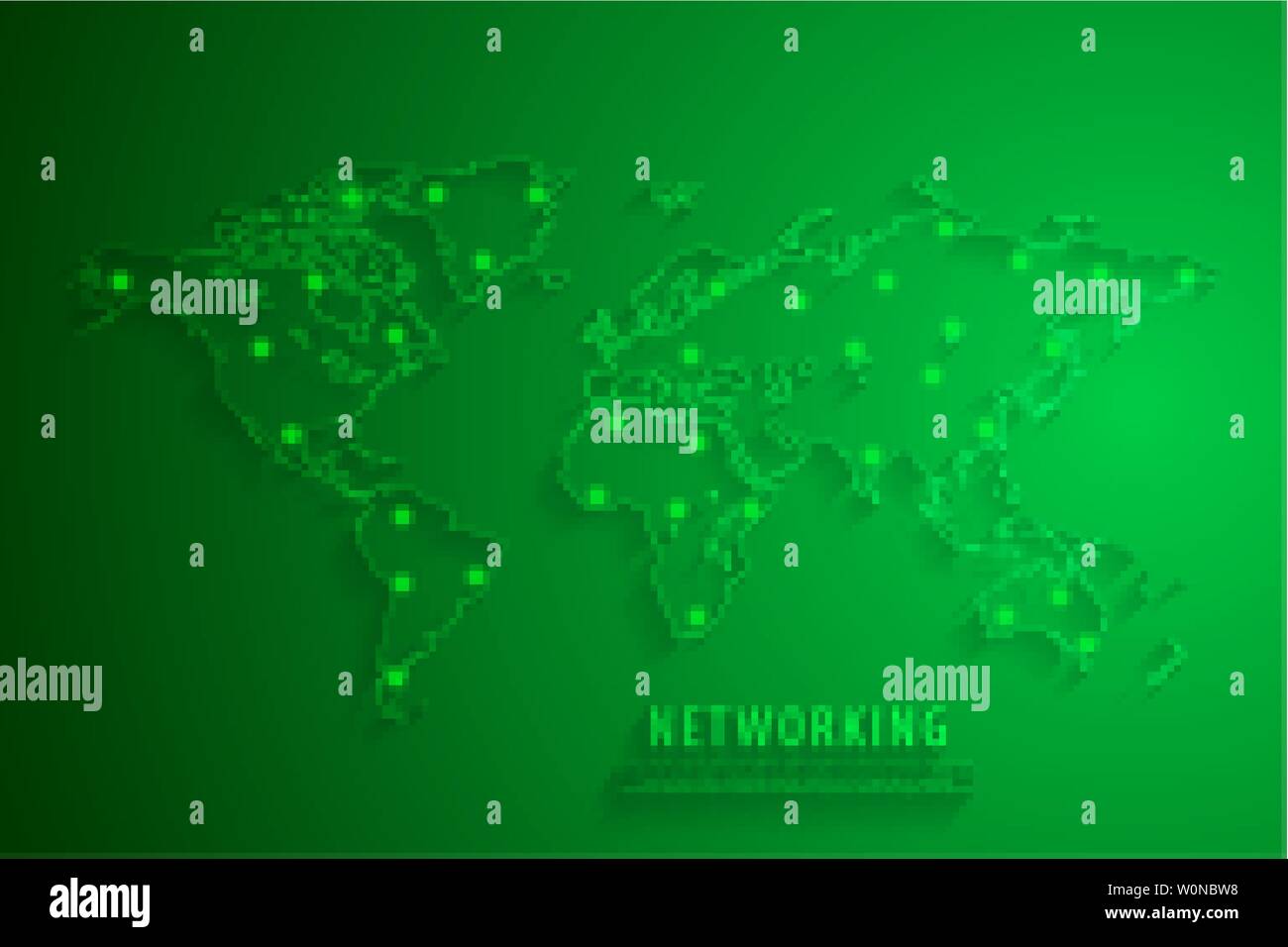 Global network connection background, green world map, vector ...