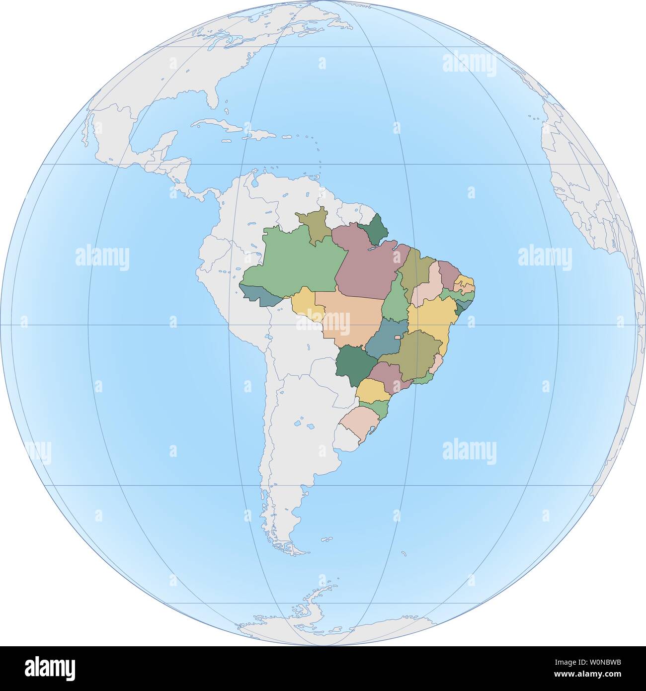 Map brazil on earth Stock Vector Images - Alamy