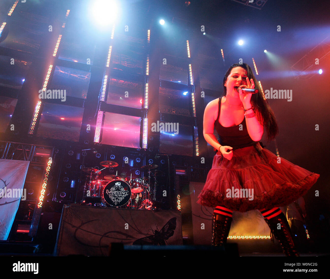 Amy Lee with Evanescence performs in concert during the Family Values ...