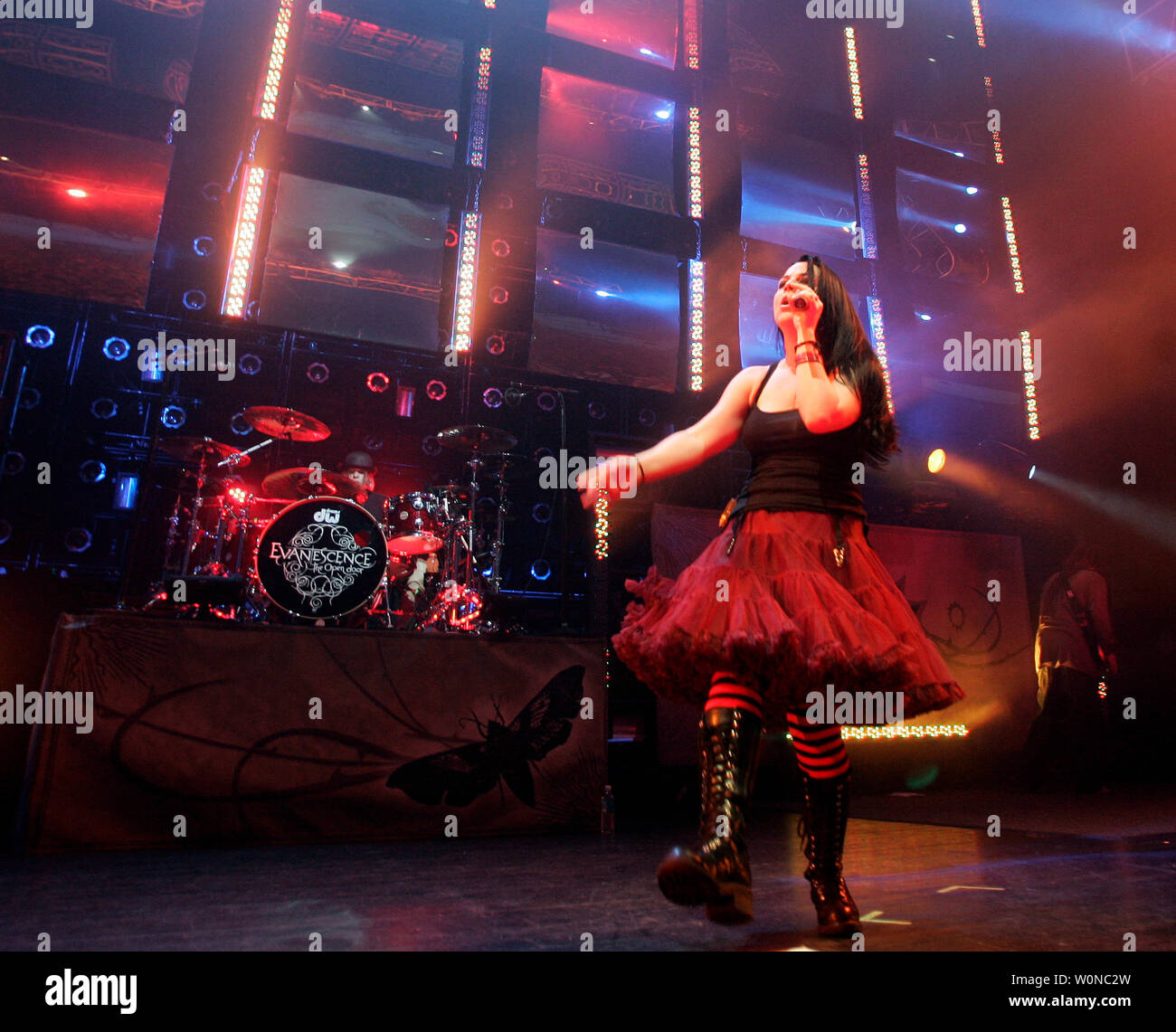 Amy Lee with Evanescence performs in concert during the Family Values ...