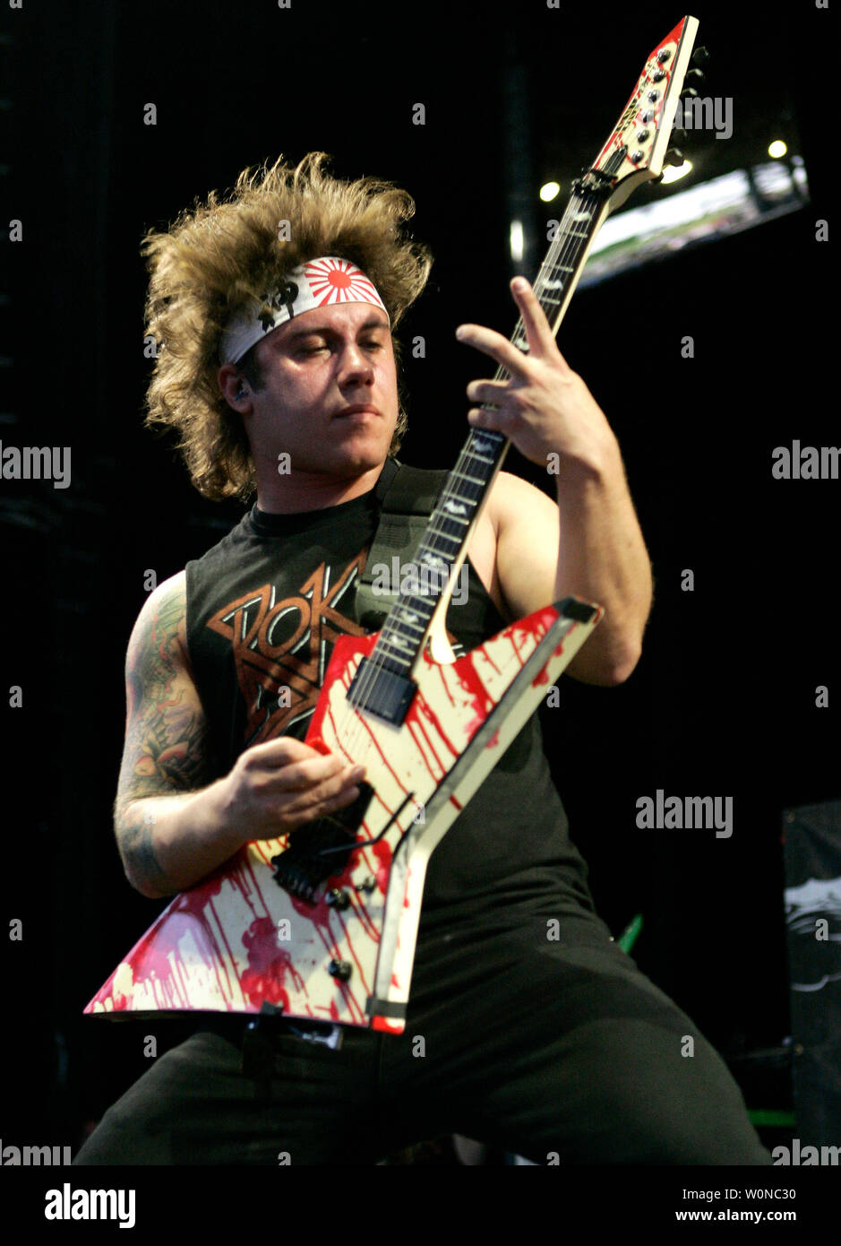 Dan Jacobs with Atreyu performs in concert during the Family Values Tour at the Sound Advice ...