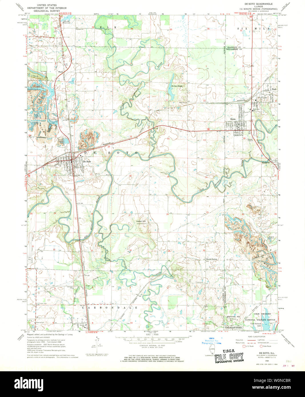USGS TOPO Map Illinois IL De Soto 307414 1968 24000 Restoration Stock ...