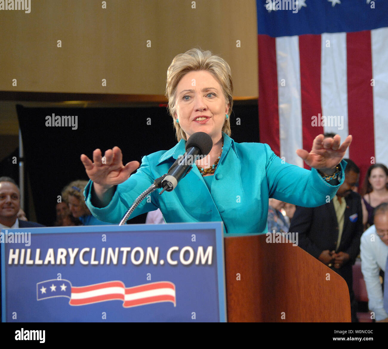 Democratic presidential hopeful Senator Hillary Clinton attends a ...