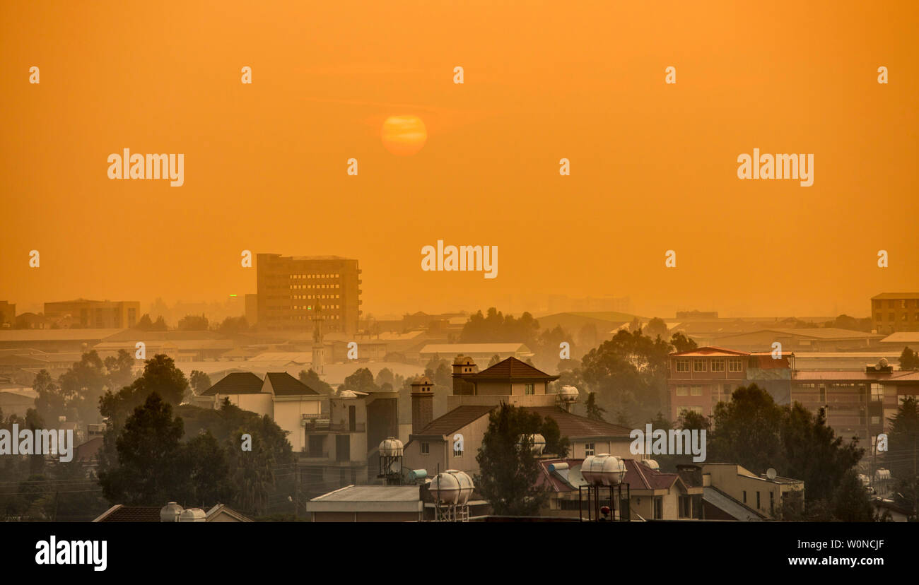 Sunrise over the African city of Addis Ababa, Ethiopia Stock Photo - Alamy