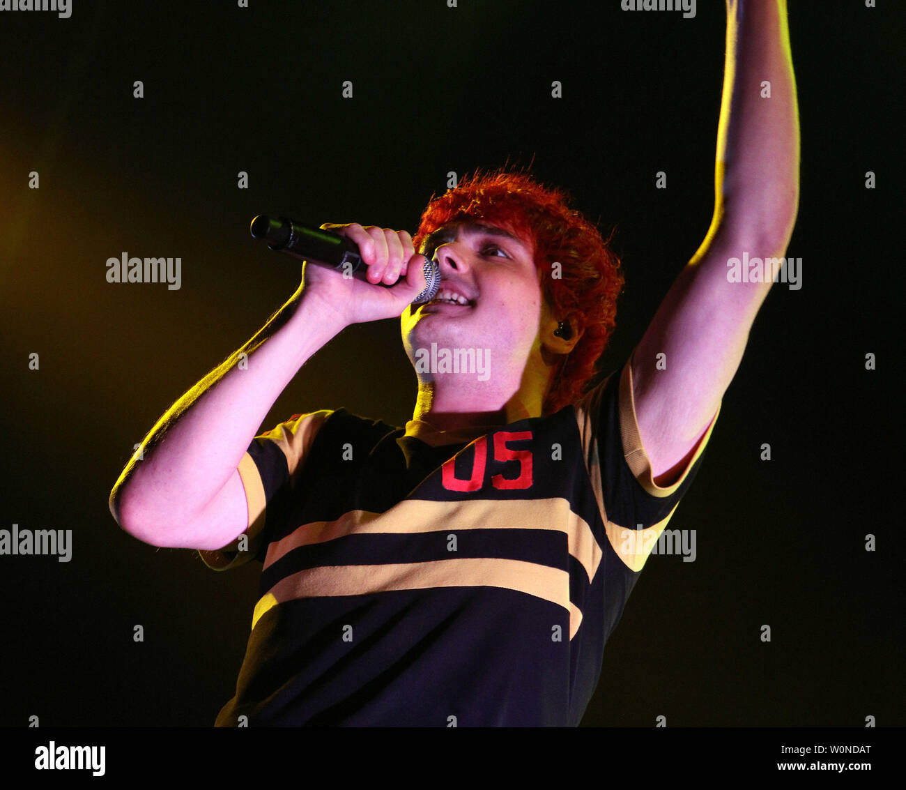 Gerard Way with My Chemical Romance performs in concert on the Honda ...