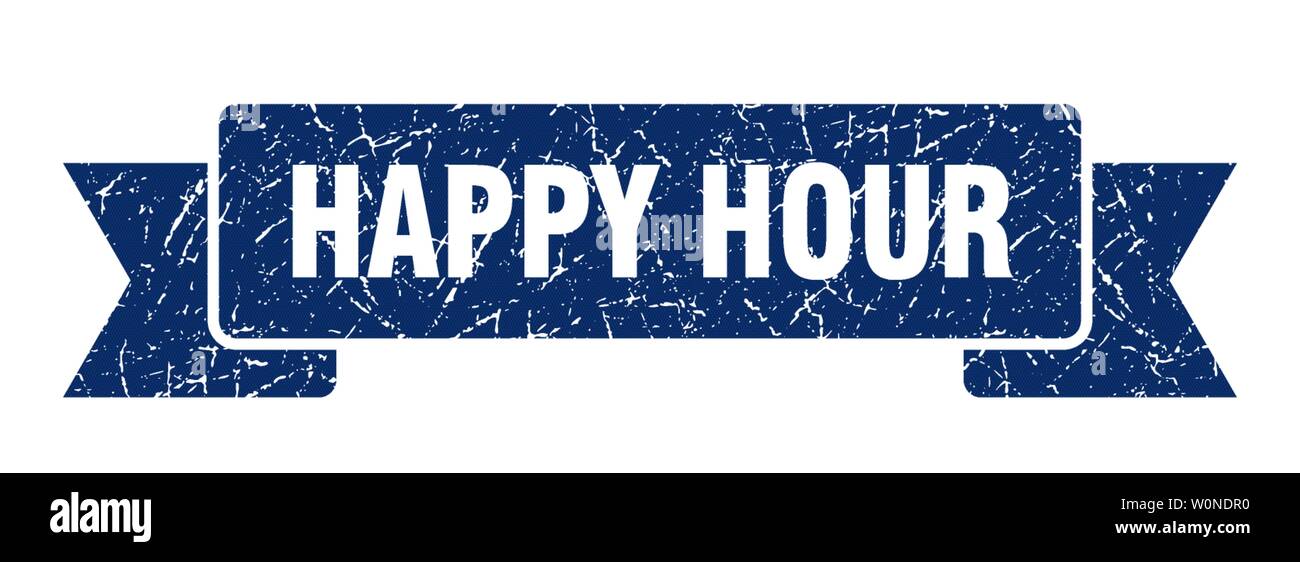 happy hour grunge ribbon. happy hour sign. happy hour banner Stock ...