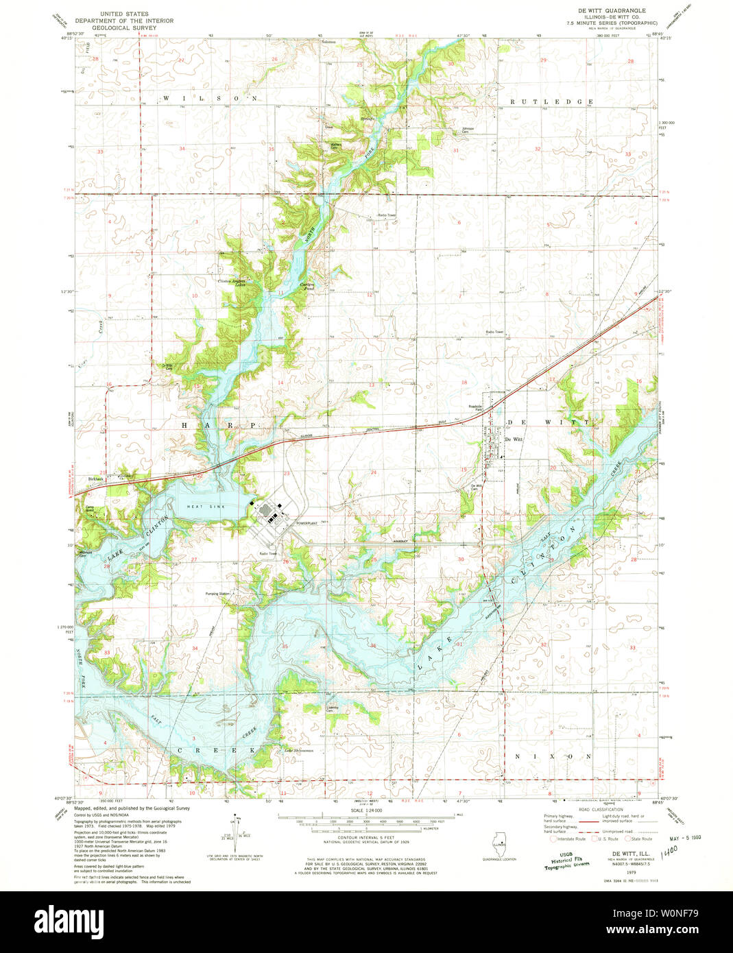 USGS TOPO Map Illinois IL De Witt 307417 1979 24000 Restoration Stock ...