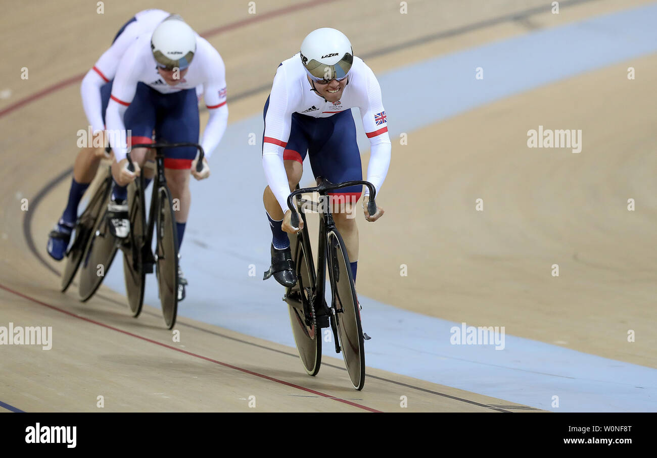 Great Britain's Ryan Owens leads Jack Carlin and Joe Trueman on the ...