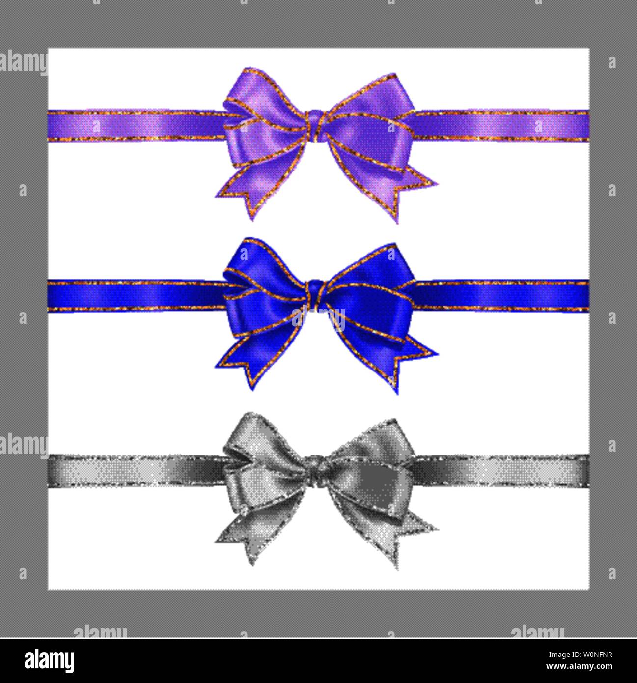 Set of three realistic white, lavender lilac color and blue silk ribbon ... Set of three realistic white, lavender lilac color and blue silk ribbon ...