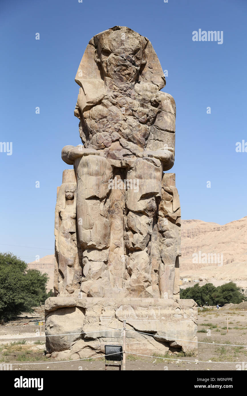 Colossi of Memnon Statue in Luxor City, Egypt Stock Photo - Alamy