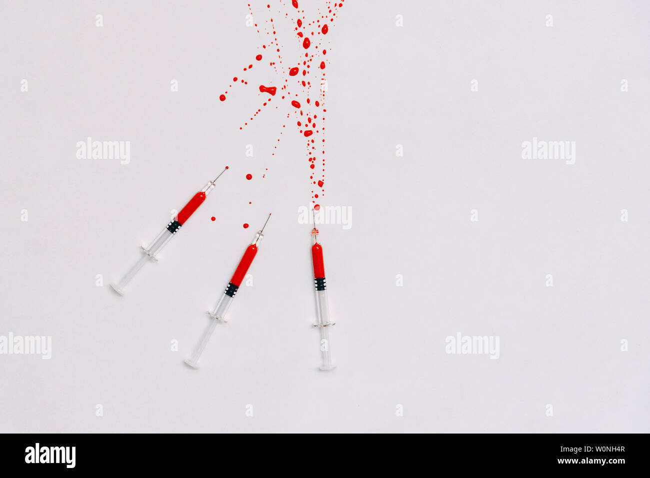 Treatment against addiction. Syringe with blood. Immunodeficiency ...