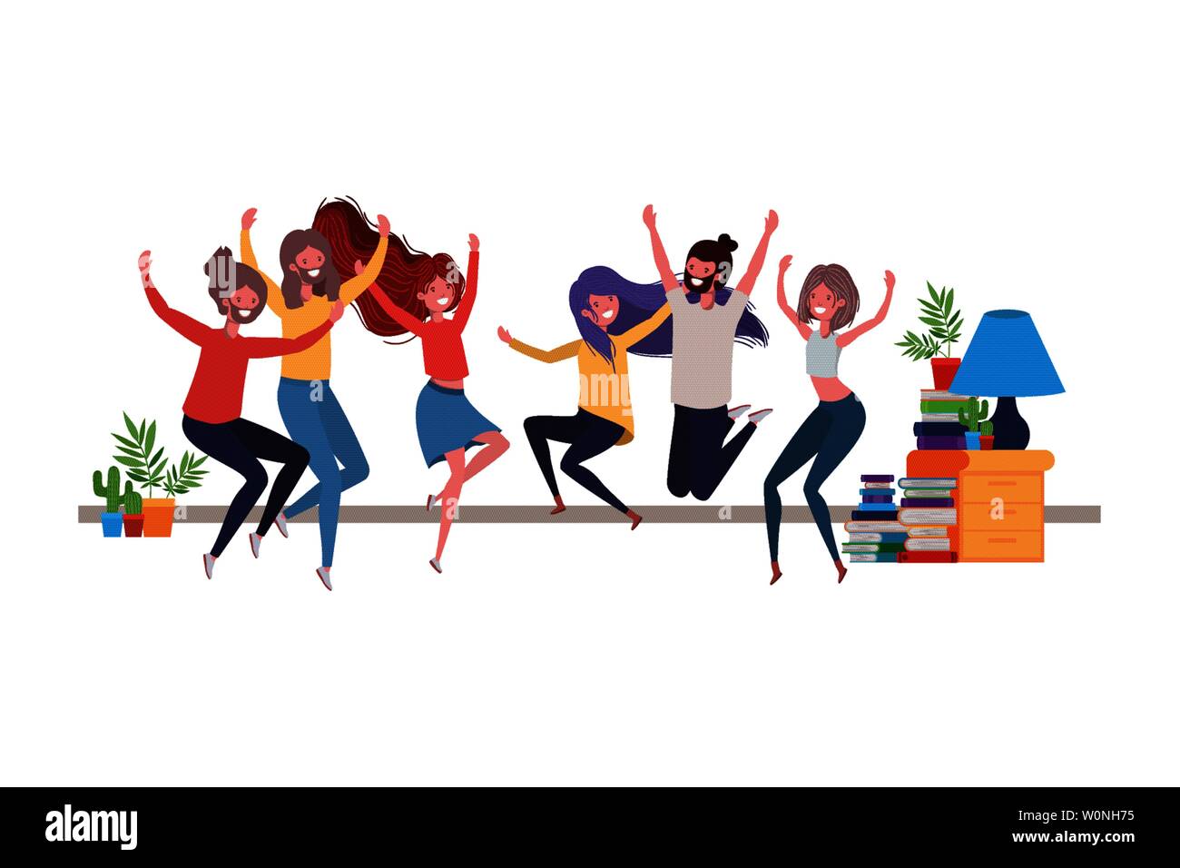 group of people dancing in living room Stock Vector Image & Art - Alamy