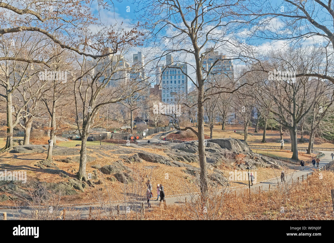 New York Central Park rocks in winter time Stock Photo - Alamy