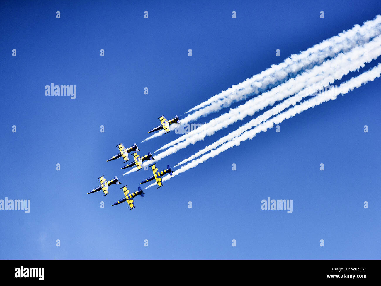 Aircraft formation in the sky Stock Photo - Alamy