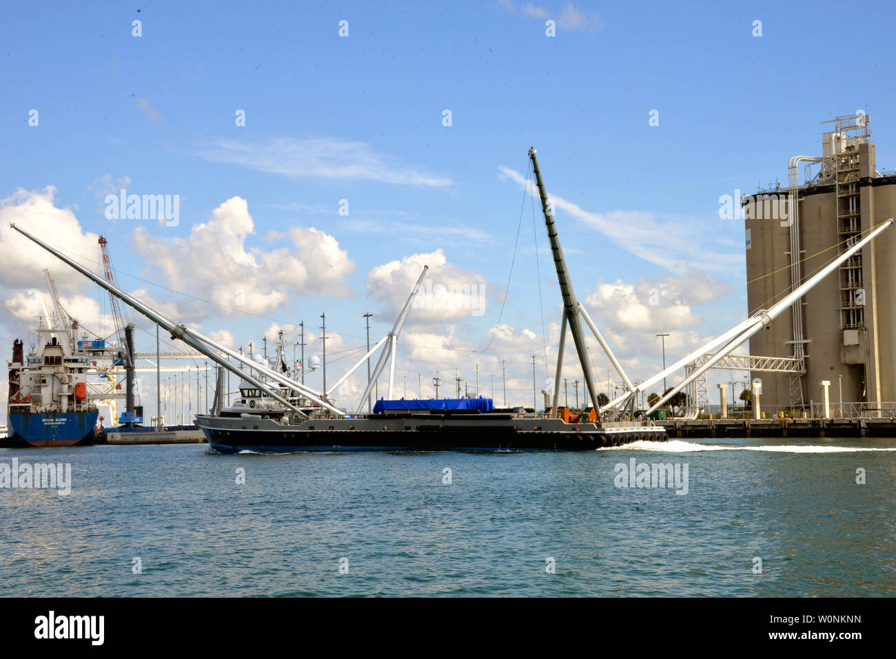 Port Canaveral, Florida. USA. June 27, 2019 SpaceX’s unique looking ...
