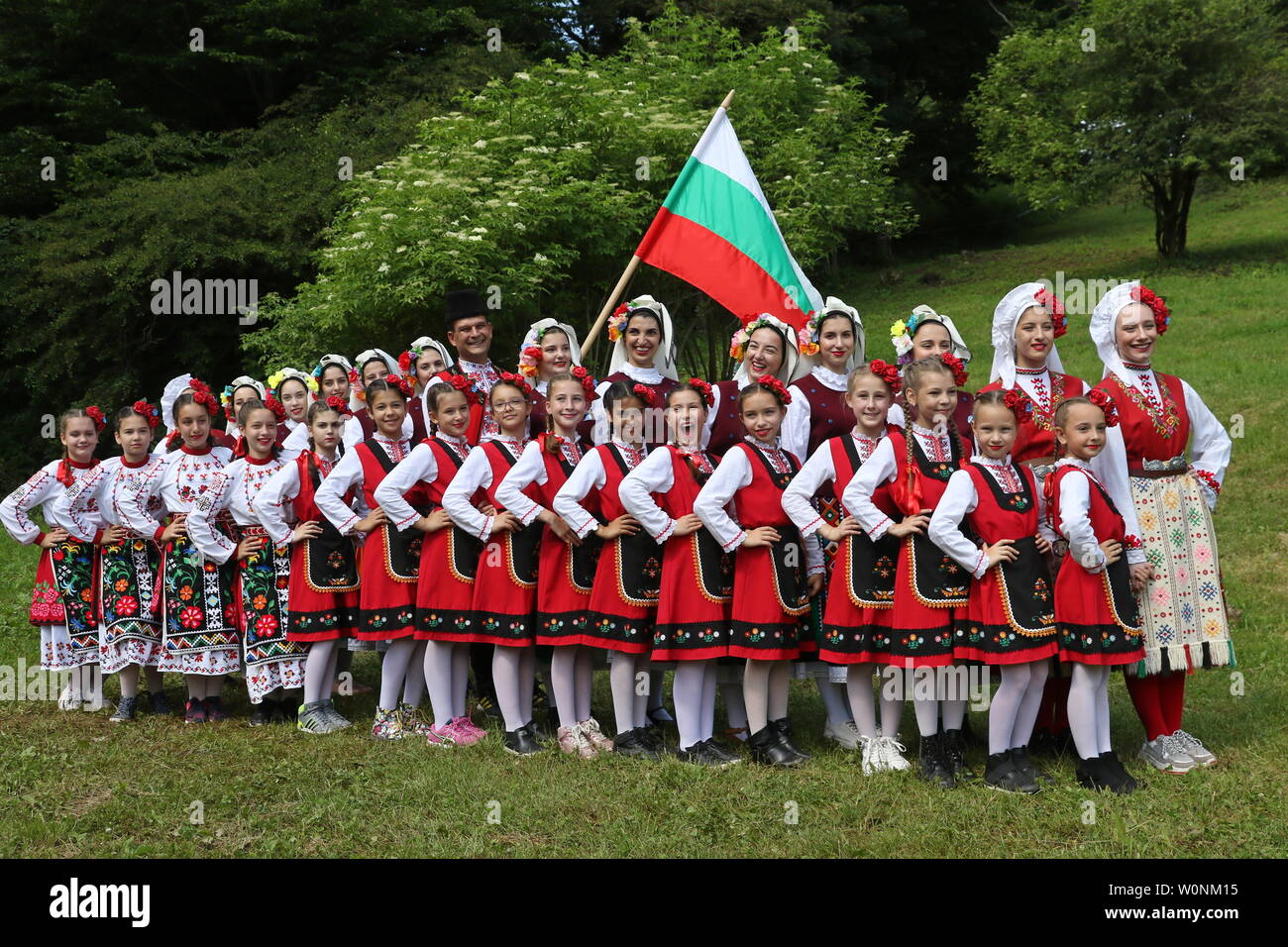 Vratsa, Bulgaria - June 23, 2019: People in traditional authentic folk ...