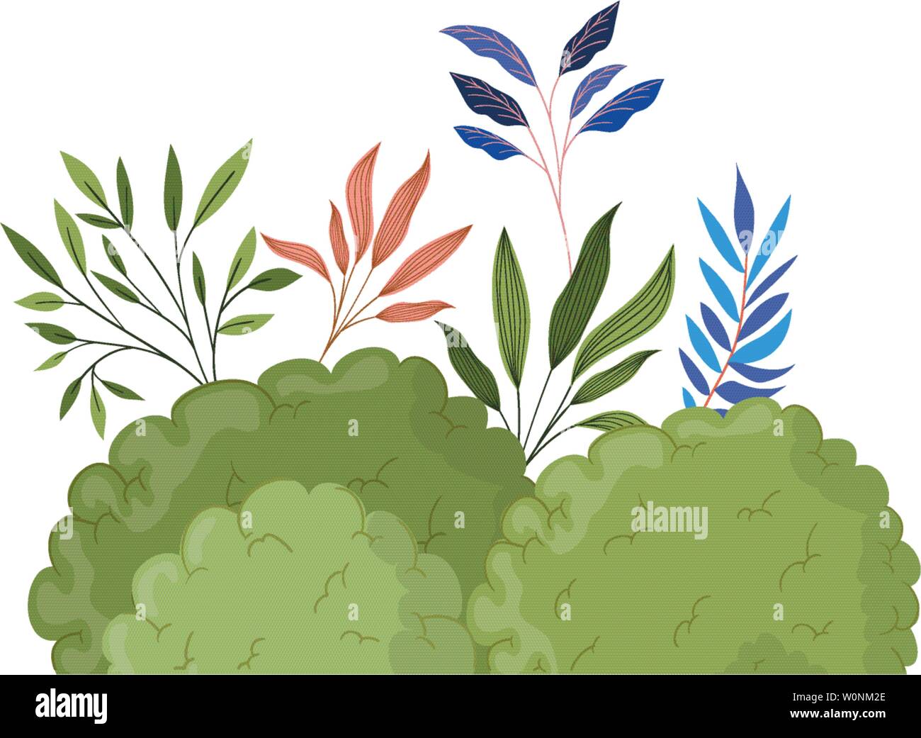 landscape with shrubs and leaves isolated icon Stock Vector Image & Art ...