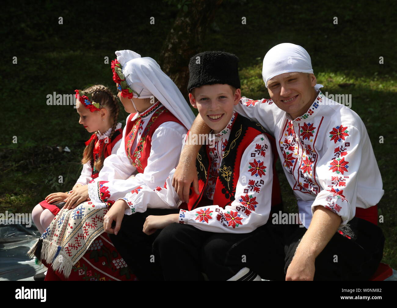 Vratsa, Bulgaria - June 23, 2019: People in traditional authentic folk ...