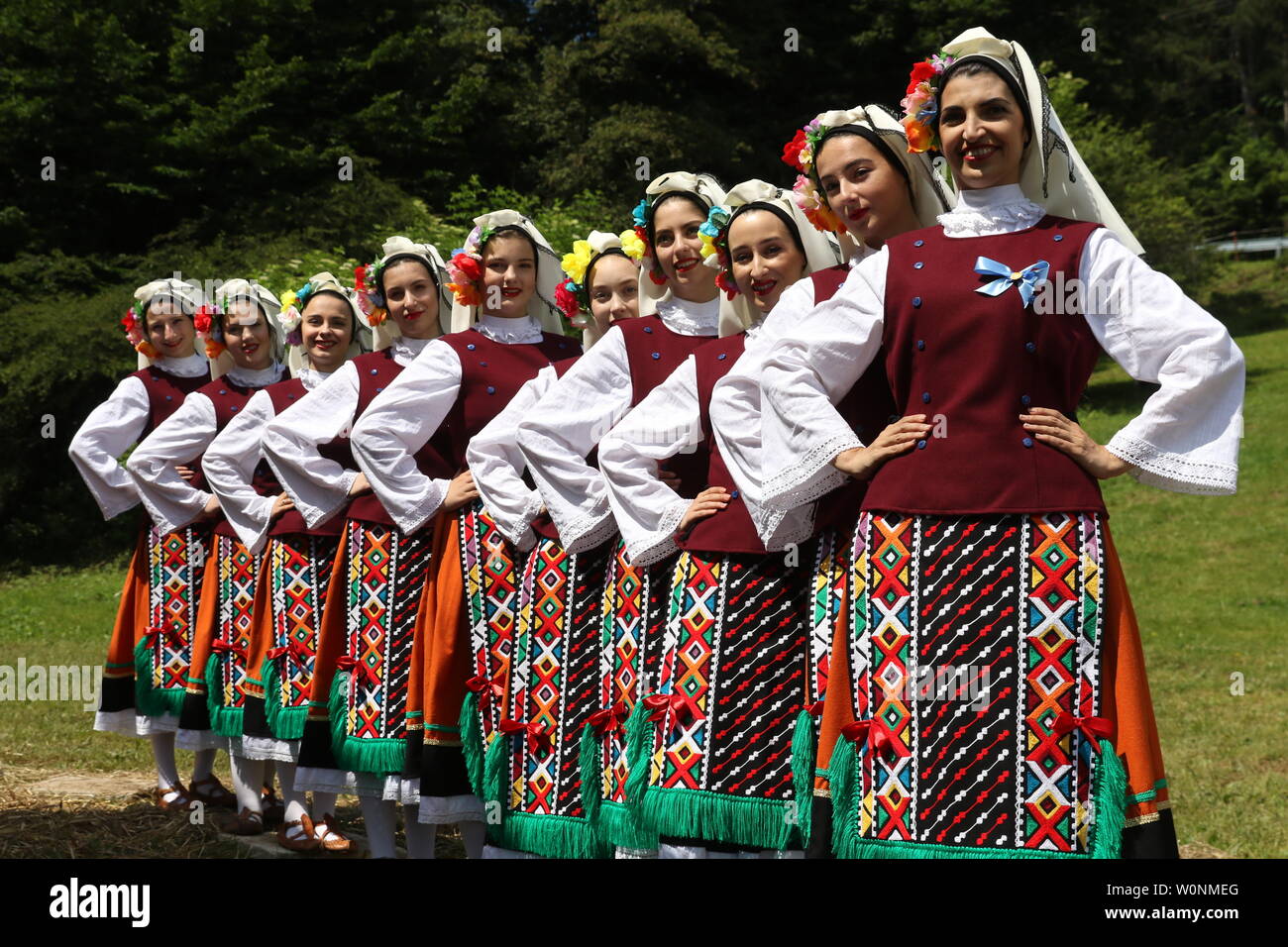 Vratsa, Bulgaria - June 23, 2019: People in traditional authentic folk ...