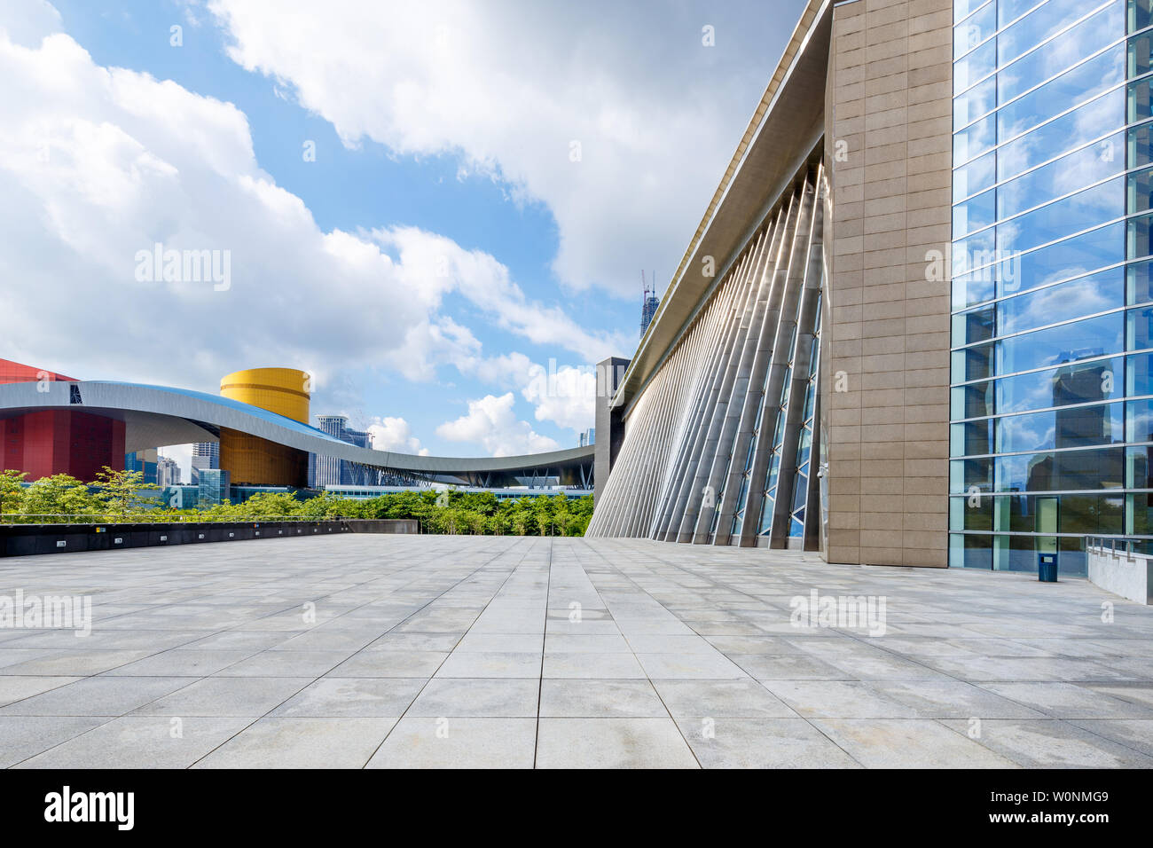 Modern building with empty road floor Stock Photo - Alamy