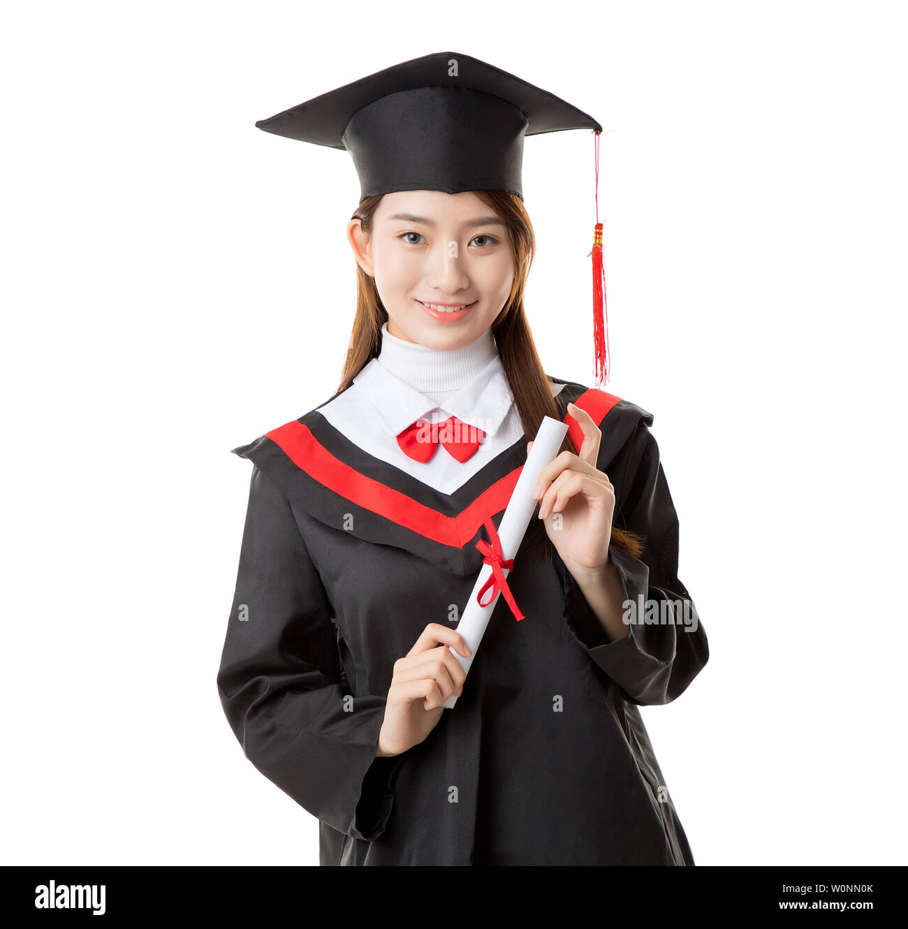 Graduate students against a white background Stock Photo - Alamy