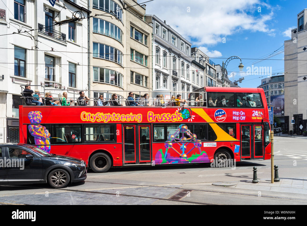 Open-top bus for tourist sightseers - Brussels, Belgium Stock Photo - Alamy